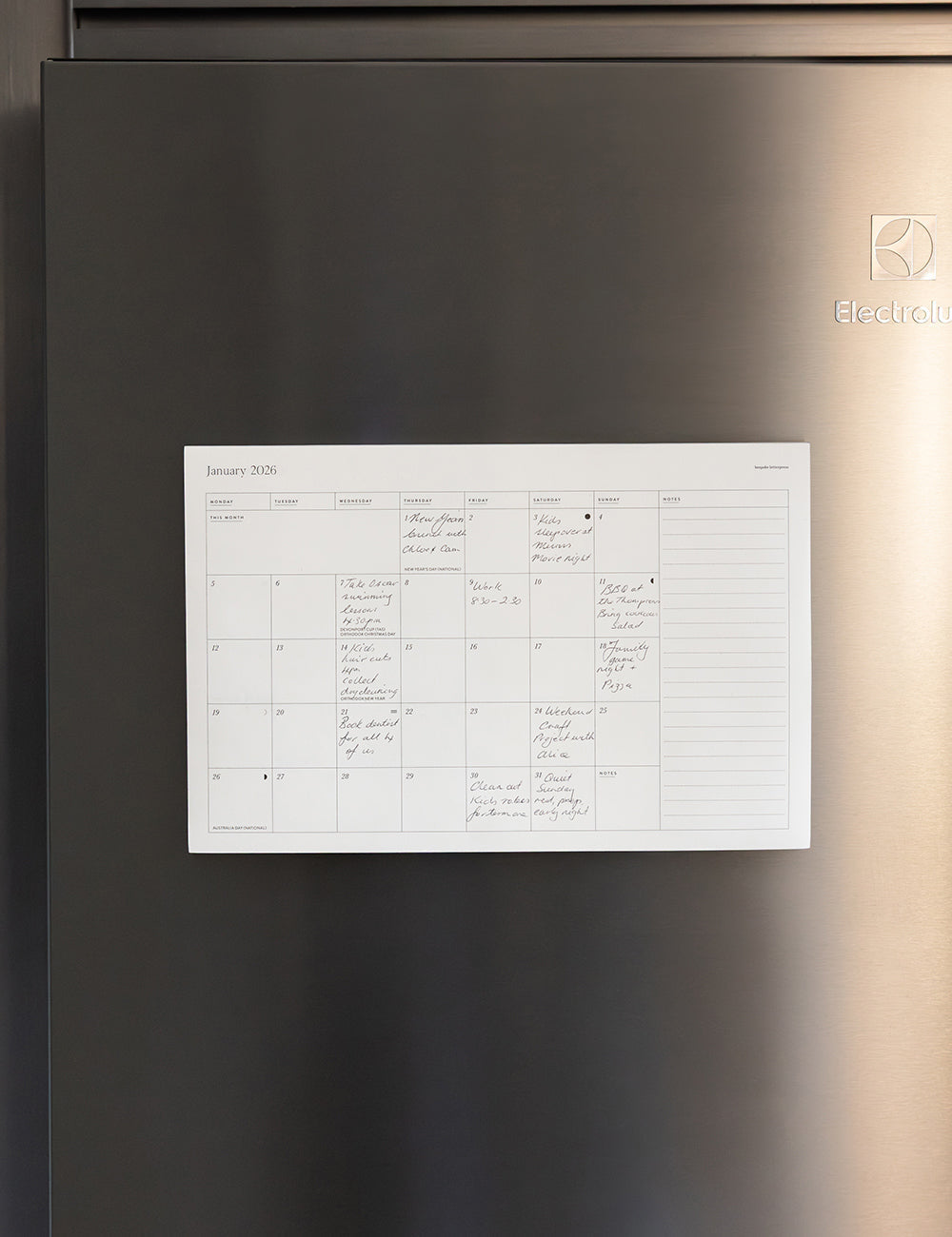 Bespoke Letterpress Monthly Fridge Magnetic Calendar | 2026 ...